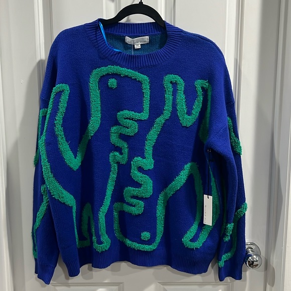 Threaded Leaf | Sweaters | Nwt Blue Green Oversize Knitted Sweater ...